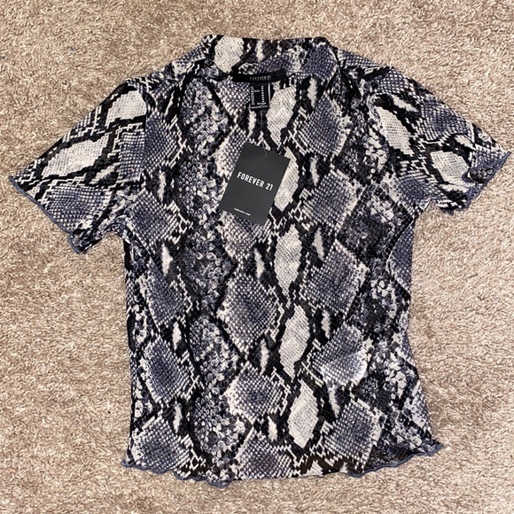 Forever 21 | Tops | Snake Skin Sheer Crop Top | Poshmark